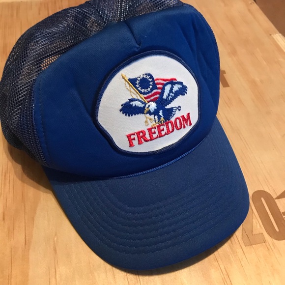 Vintage | Accessories | Vintage Freedom Eagle Patch Trucker Mesh Hat ...
